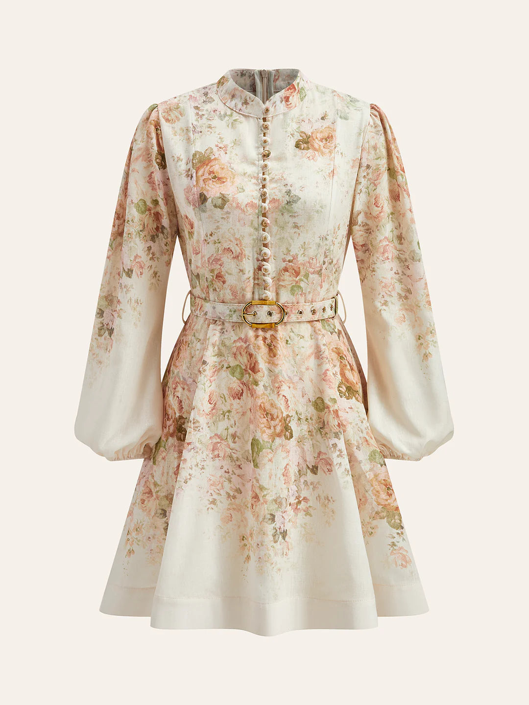 Puff Sleeve Floral Belted Mini Dress – Herwick