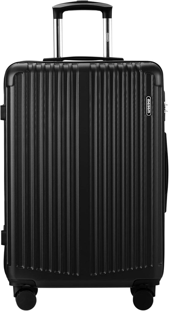 Large Black Striped Hard Shell Suitcase With 360° Spinner Wheels And T ...