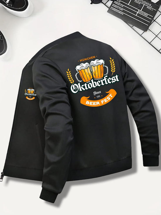 Men's Oktoberfest Bomber Jacket With Beer Print – Herwick